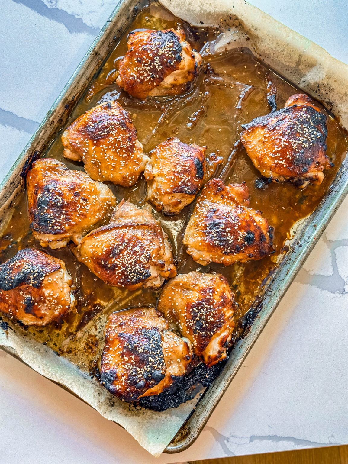 Roasted Sticky Miso Chicken Thighs