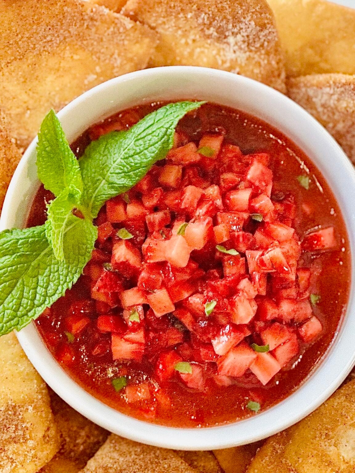 Strawberry Dessert Salsa with Cinnamon and Sugar Chips | Jennifer Cooks