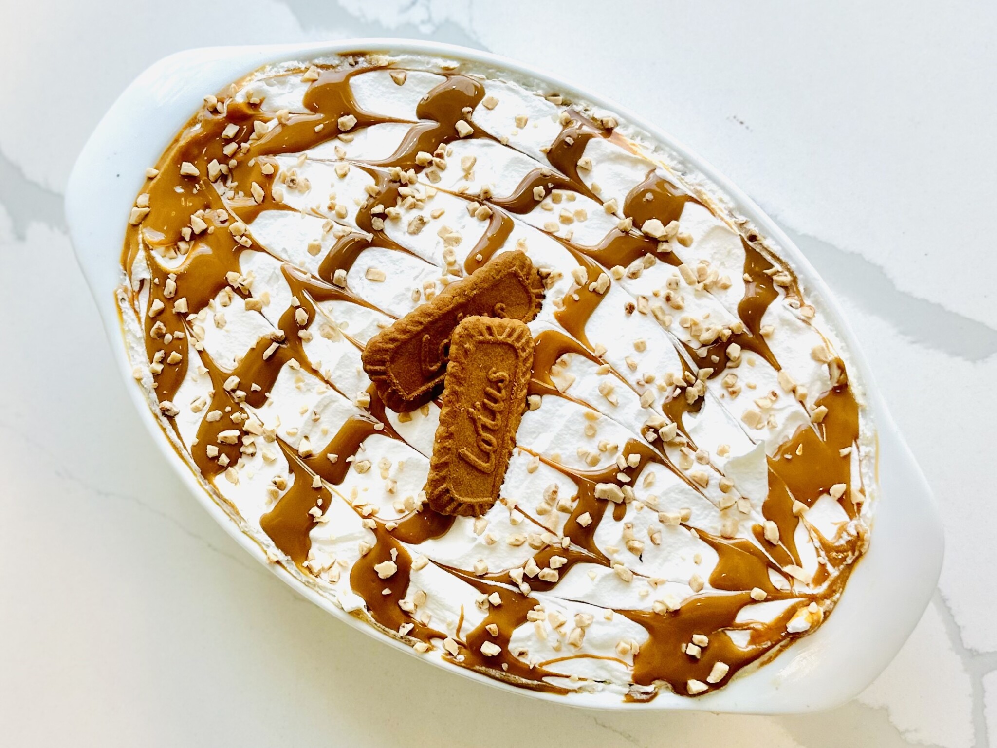 Creamy Biscoff Banana Pudding with Cookie Butter Drizzle