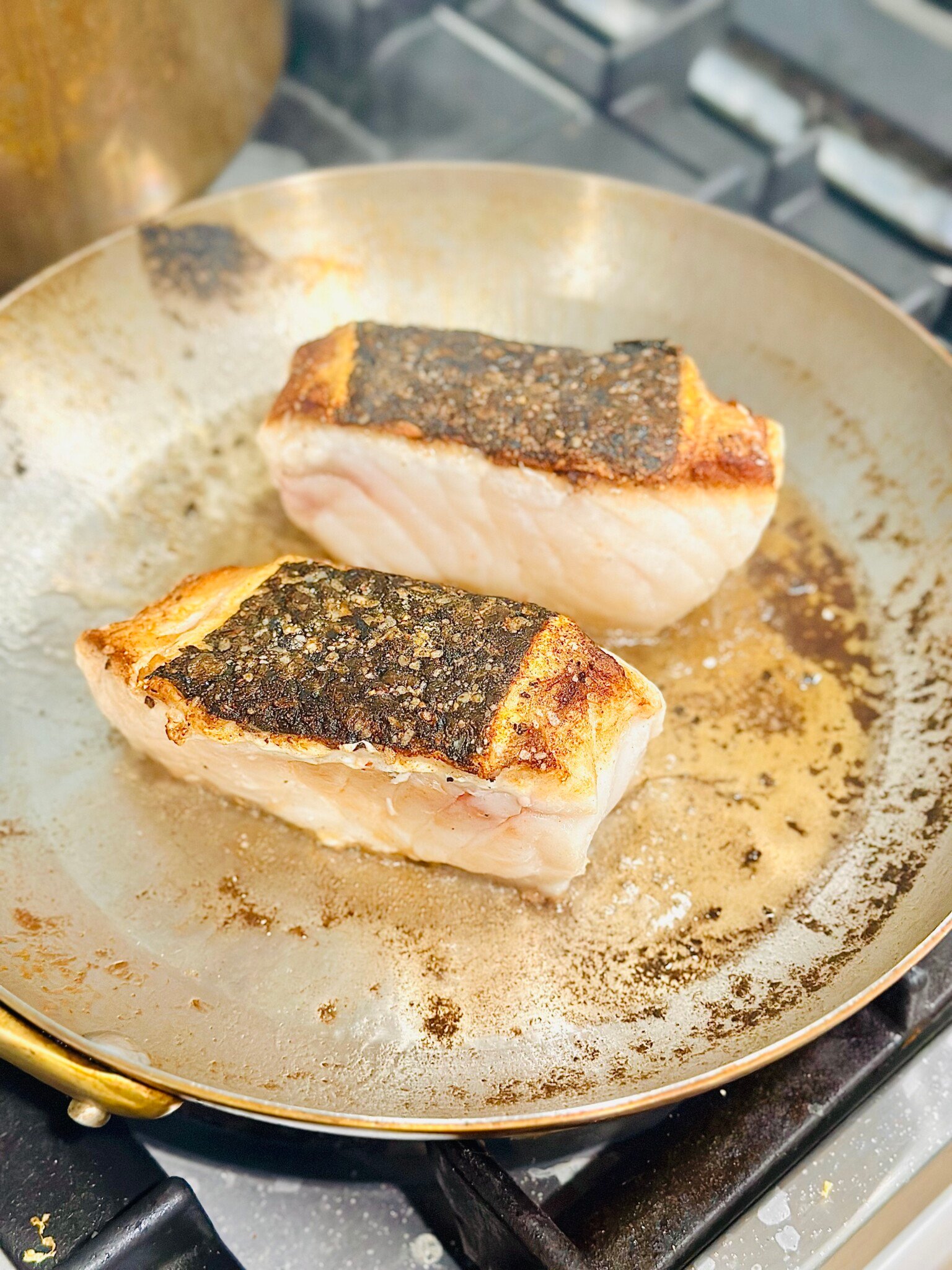 Seared Chilean Sea Bass with Lemon Butter Caper Sauce