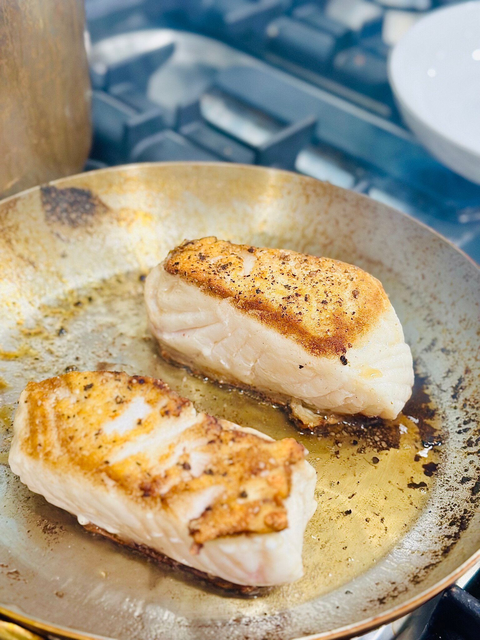 Seared Chilean Sea Bass with Lemon Butter Caper Sauce