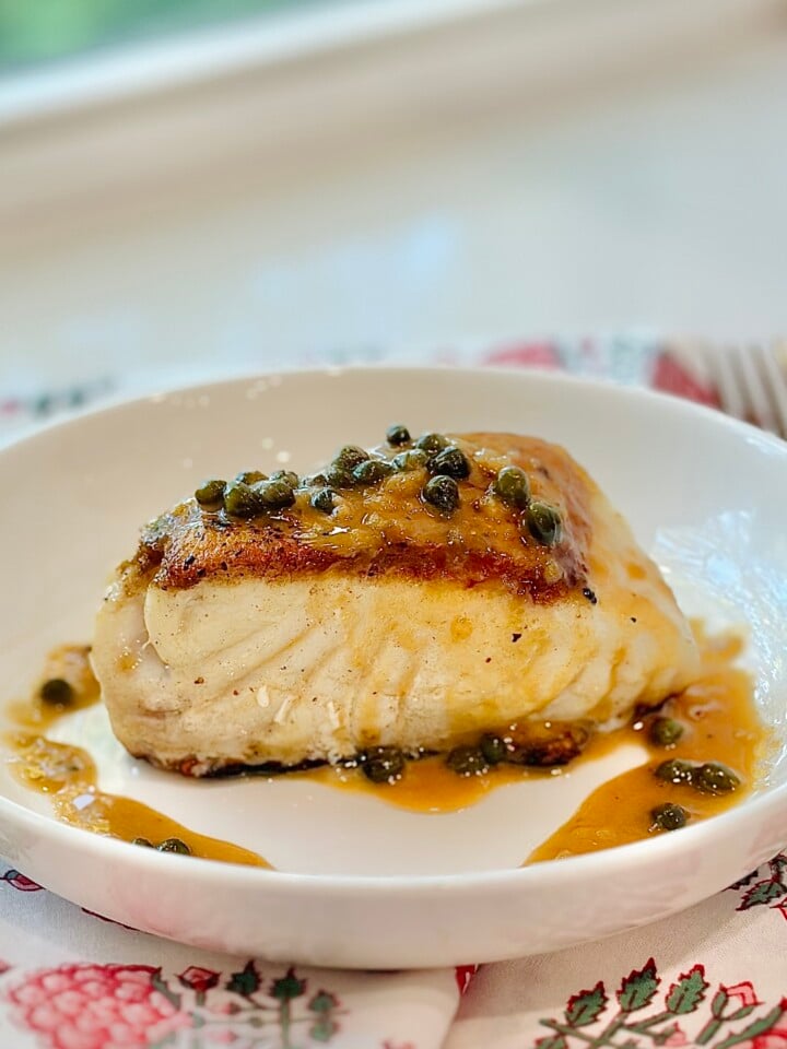 Seared Chilean Sea Bass with Lemon Butter Caper Sauce