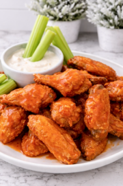 Best Crispy Baked Buffalo Wings with Blue Cheese Dip