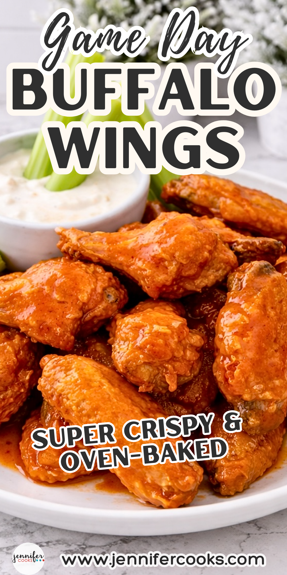 Best Crispy Baked Buffalo Wings with Blue Cheese Dip